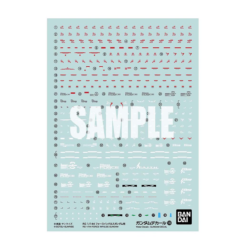 DECALS GUNDAM 130 RG 1/144 FORCE IMPULSE GUNDAM BANDAI HOBBY | GEEKZ